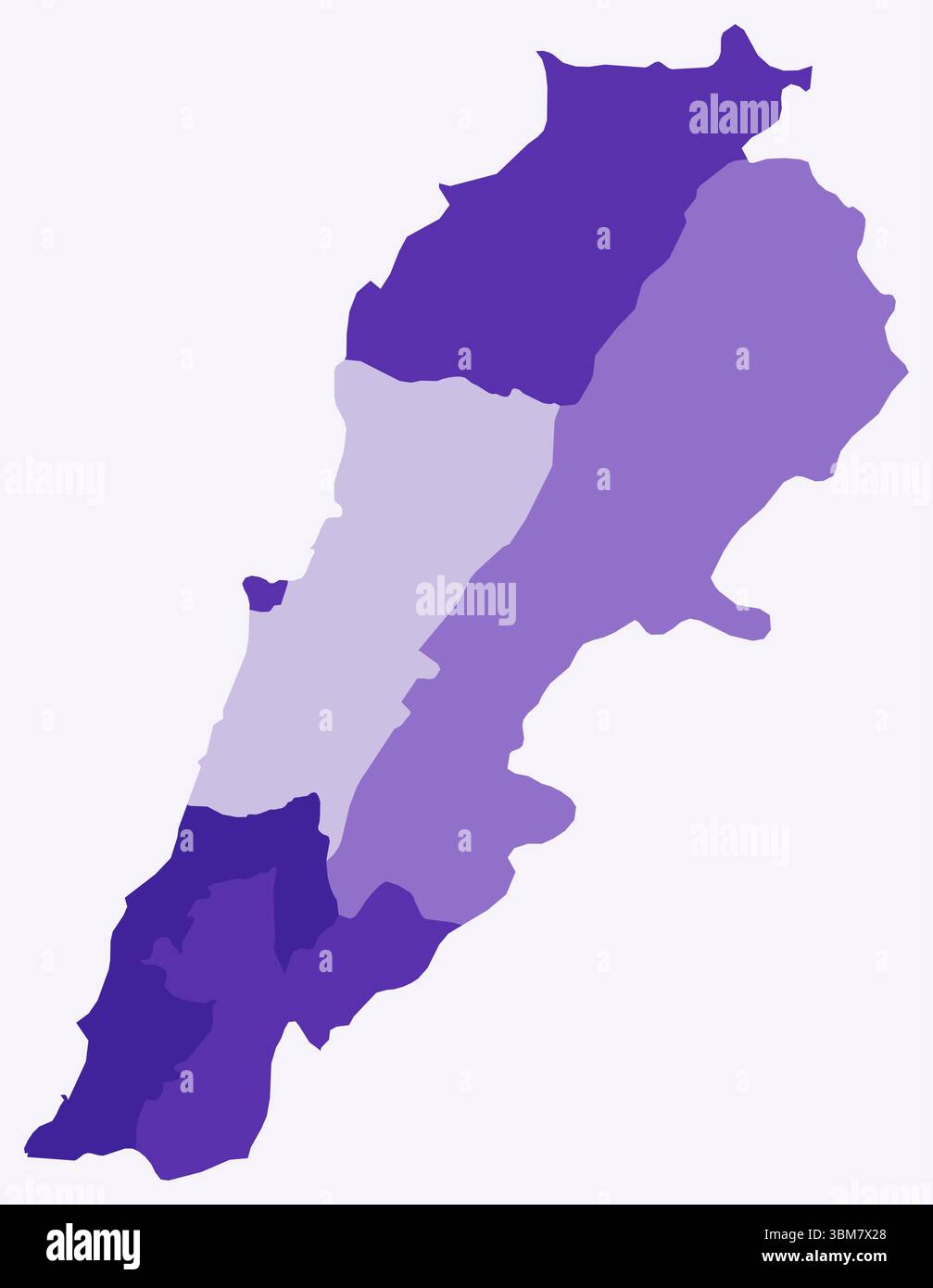 Map of Lebanon with regions. Just a simple country border map with ...