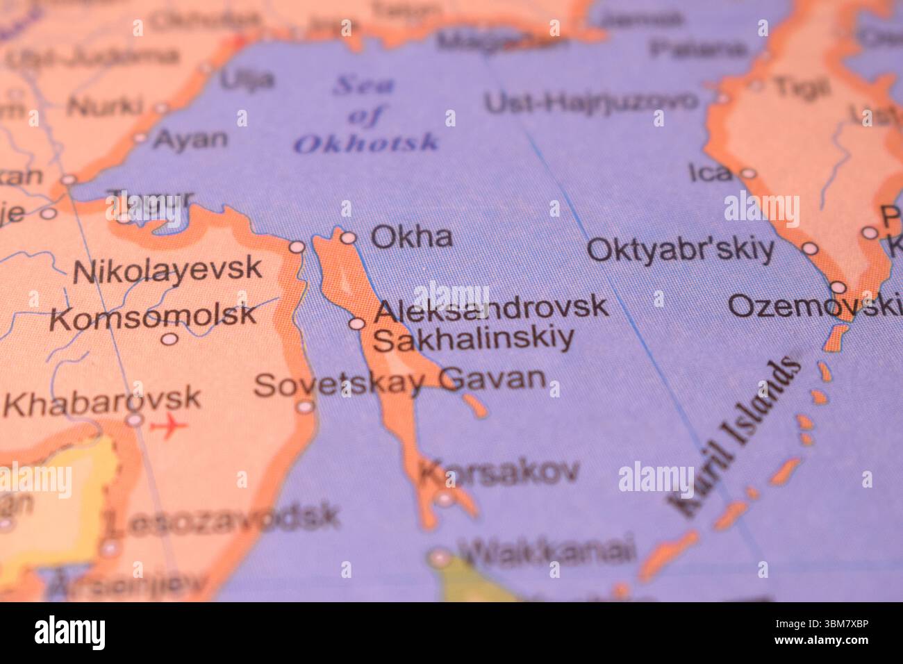 Okha Political Map Of Russia Country And City Close Up With Background ...