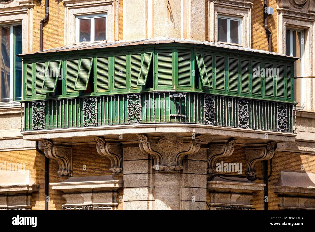 Enclosed green-shuttered balcony of Palazzo Bonaparte, once used by ...