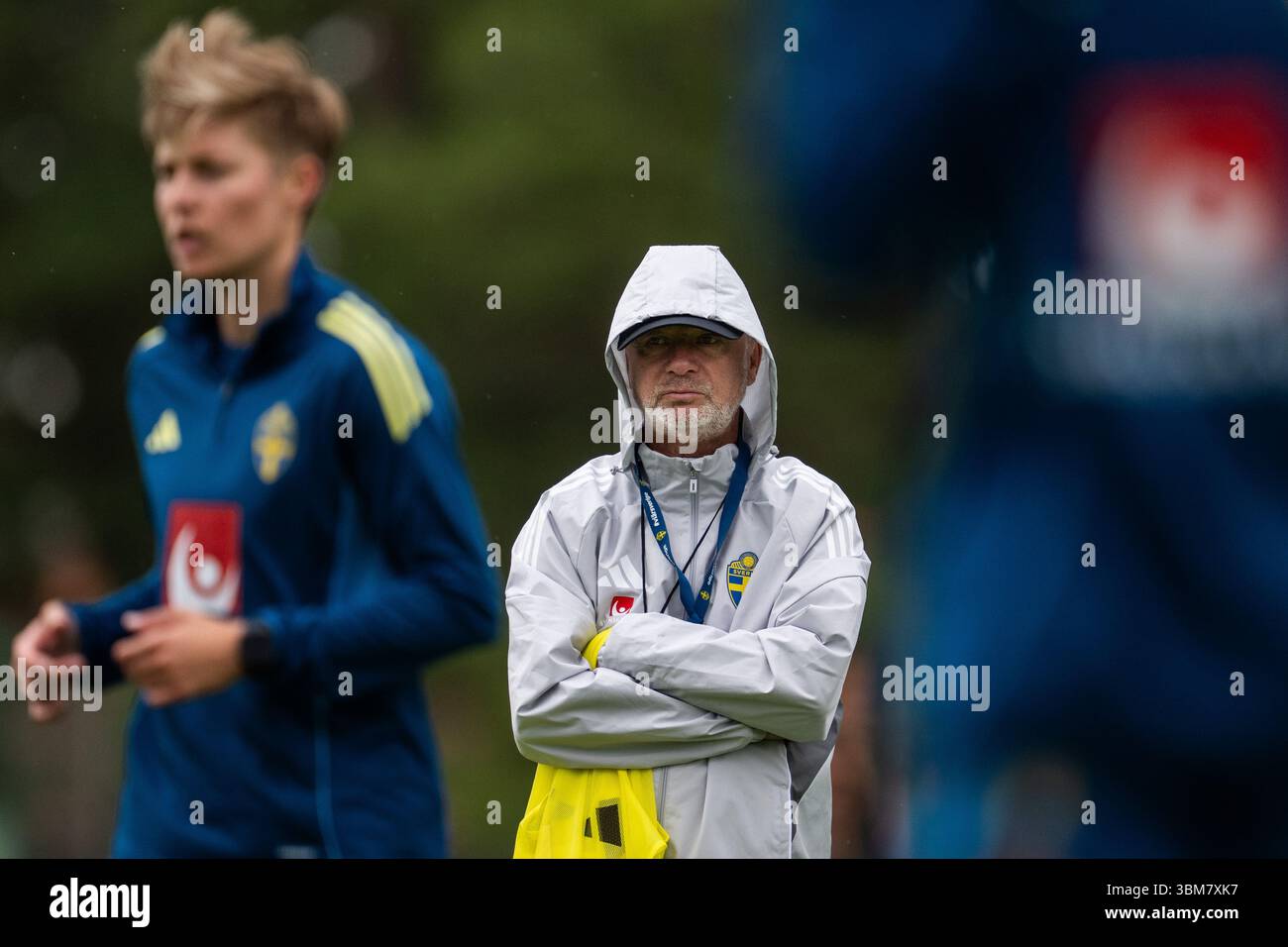 250625 Head coach Peter Gerhardsson of the Swedish women's national football team during a ...