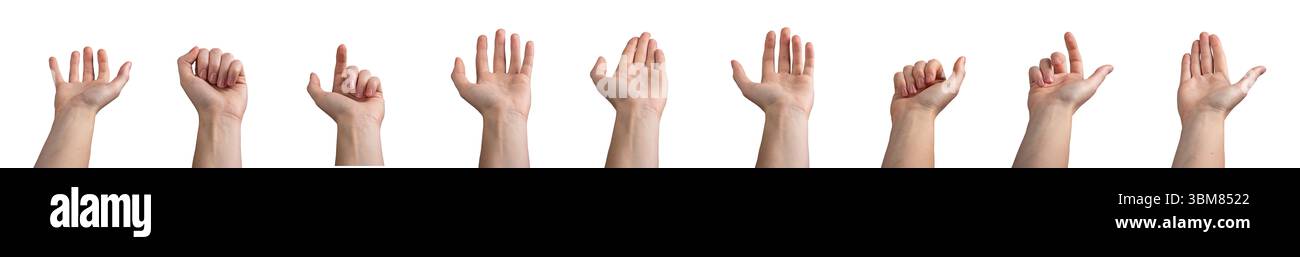 Hand gesture reaching forward with index finger pointing, inviting ...