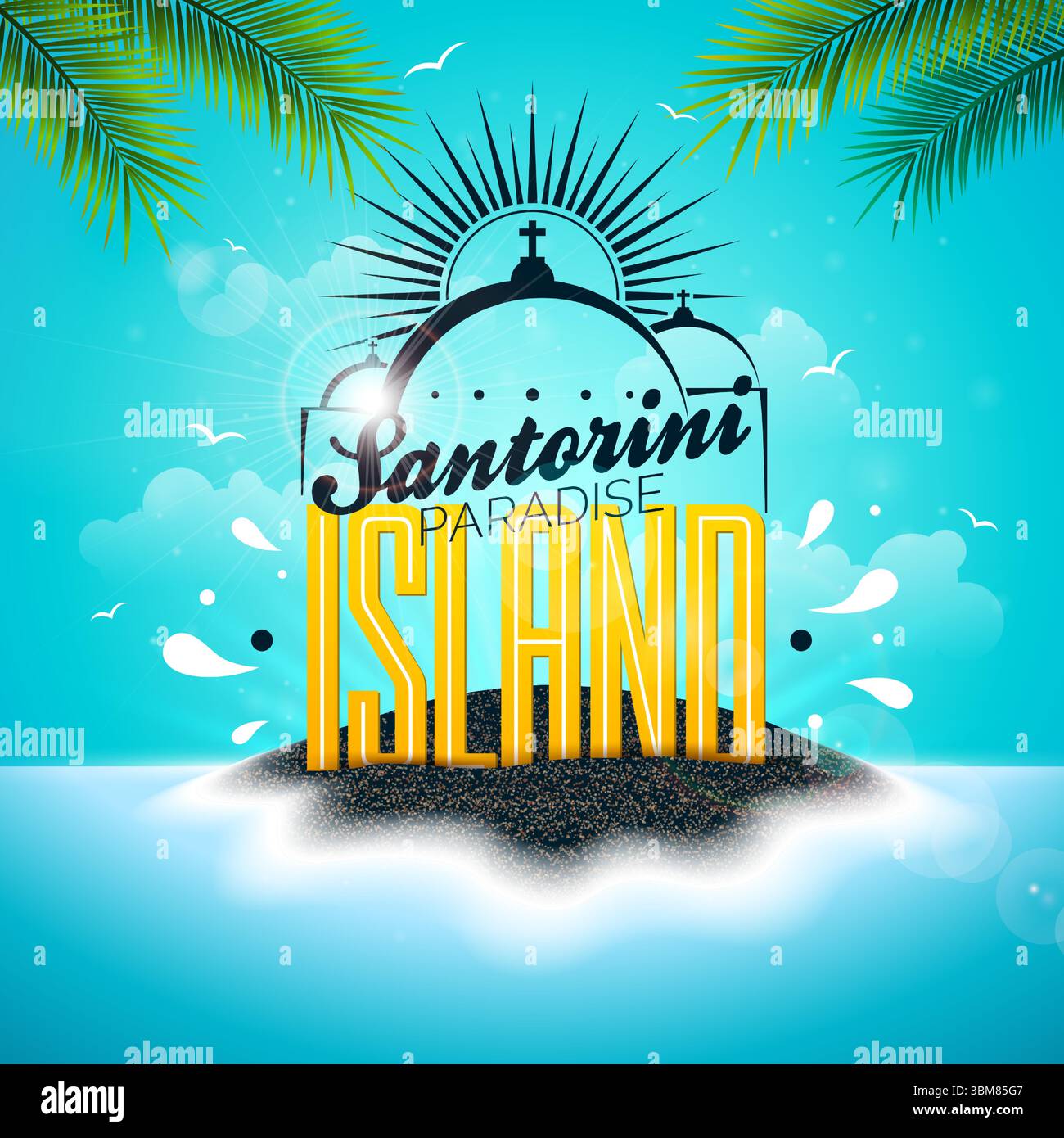 Santorini black sand beach Stock Vector Images - Alamy