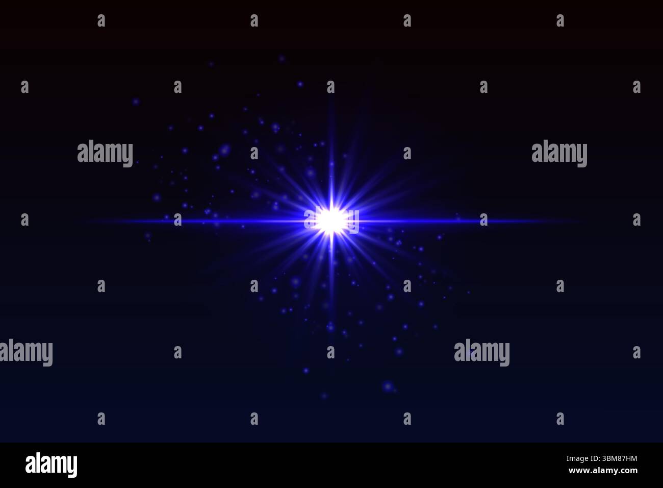 Bright blue flash with scattered glow particles. Star-shaped burst with ...