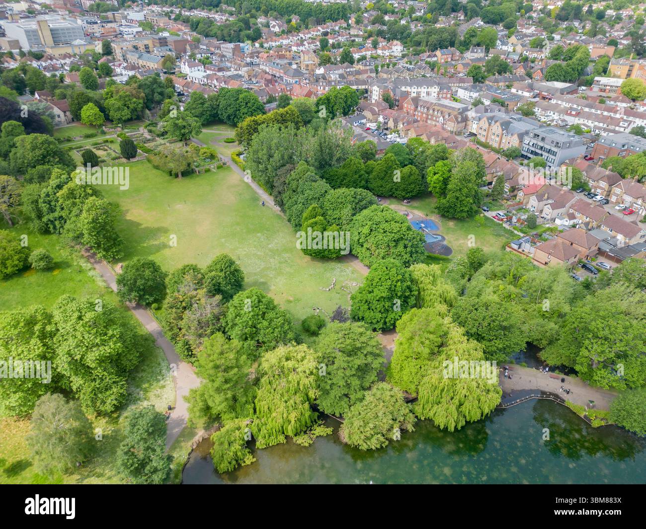 aerial view of priory gardens and lake in orpington kent Stock Photo ...