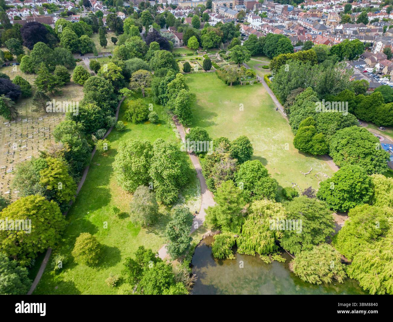 aerial view of priory gardens and lake in orpington kent Stock Photo ...