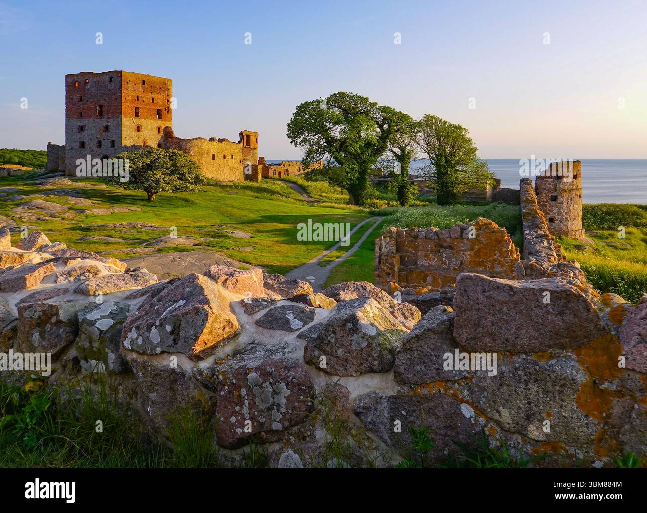 13 June 2025, Denmark, Rönne: The ruins of the medieval fortress ...