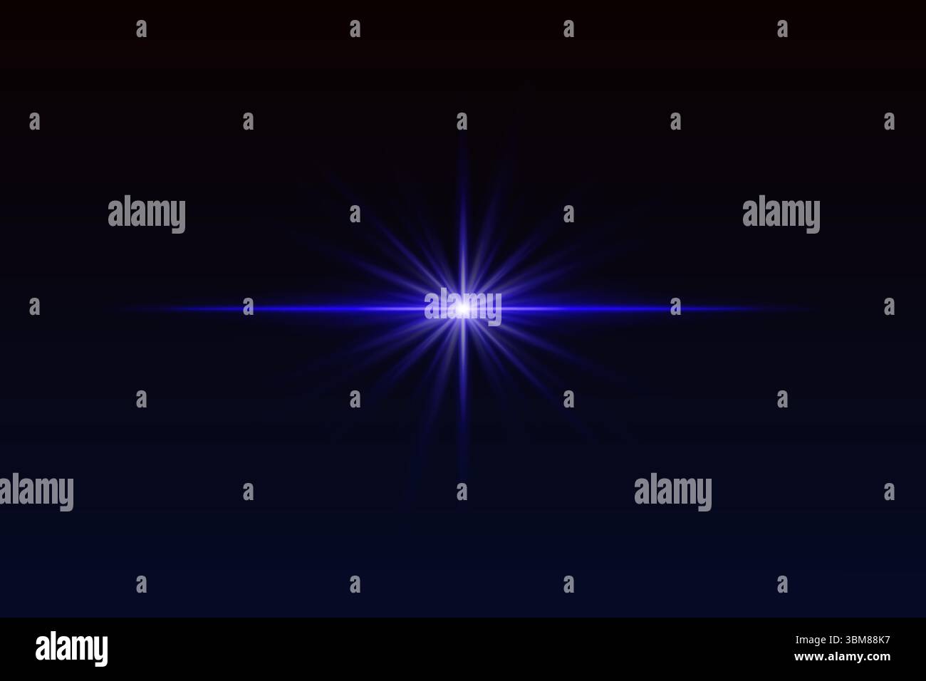Blue starburst light with sharp rays and glow effect. Radiating flare ...