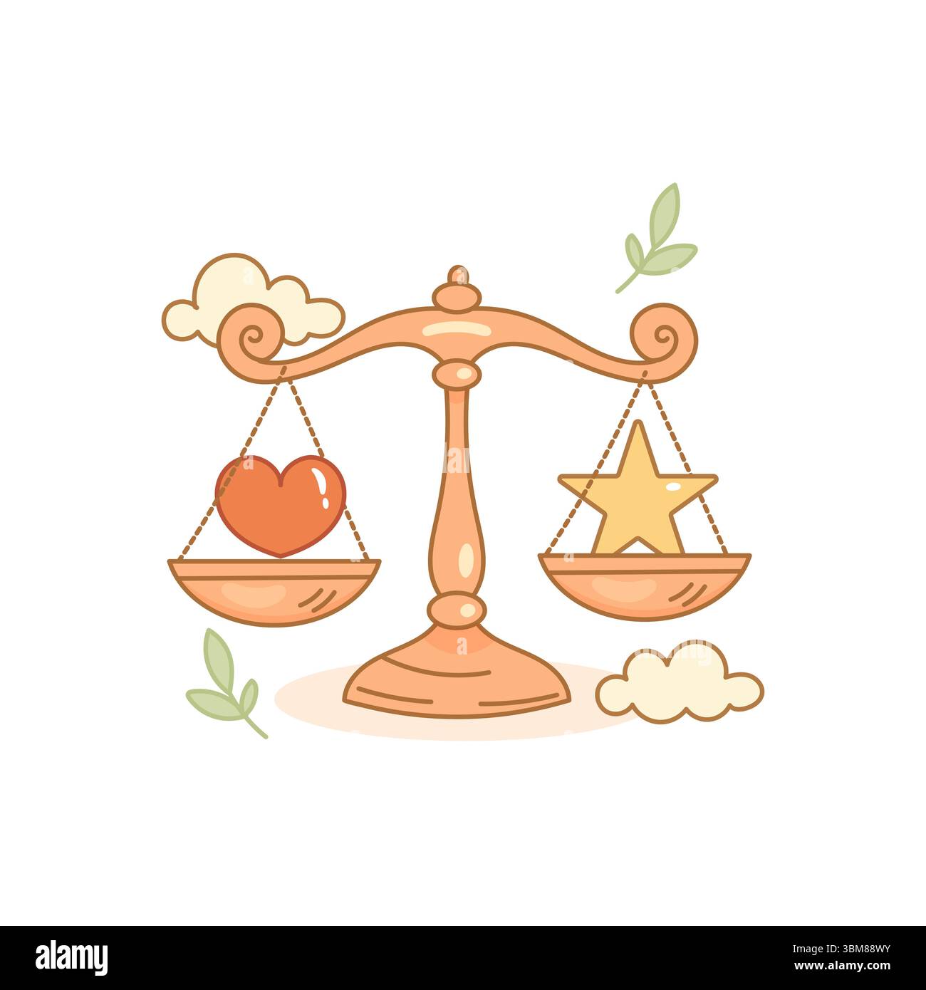 Cute Libra zodiac sign with weighing scales holding a heart and star ...