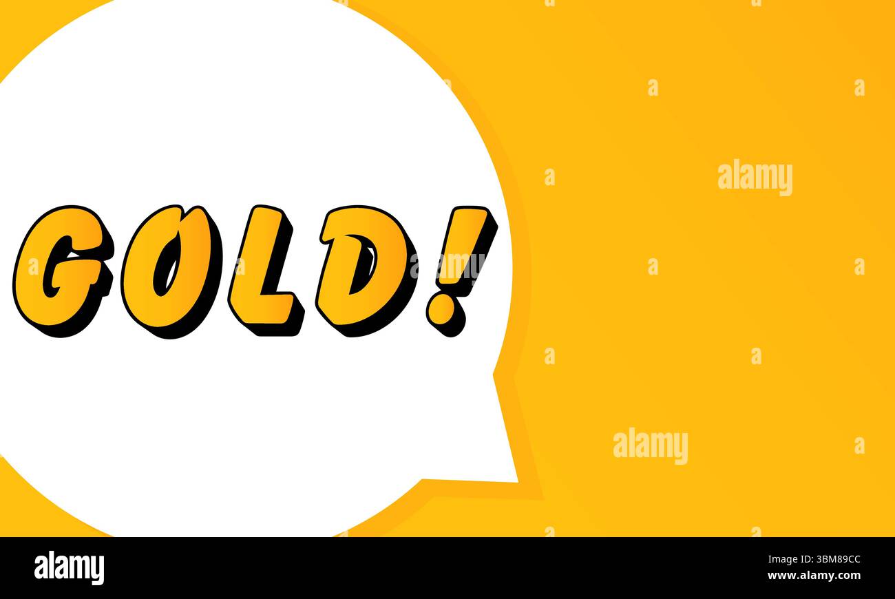 Gold speech bubble. Bold outline, comic style shape, vibrant background ...