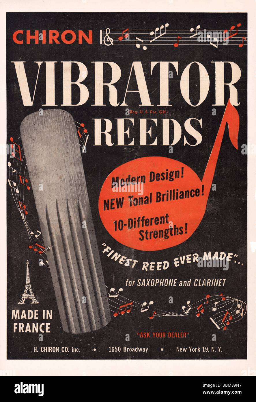 An ad from an early 1950s music magazine for Chiron reeds for ...