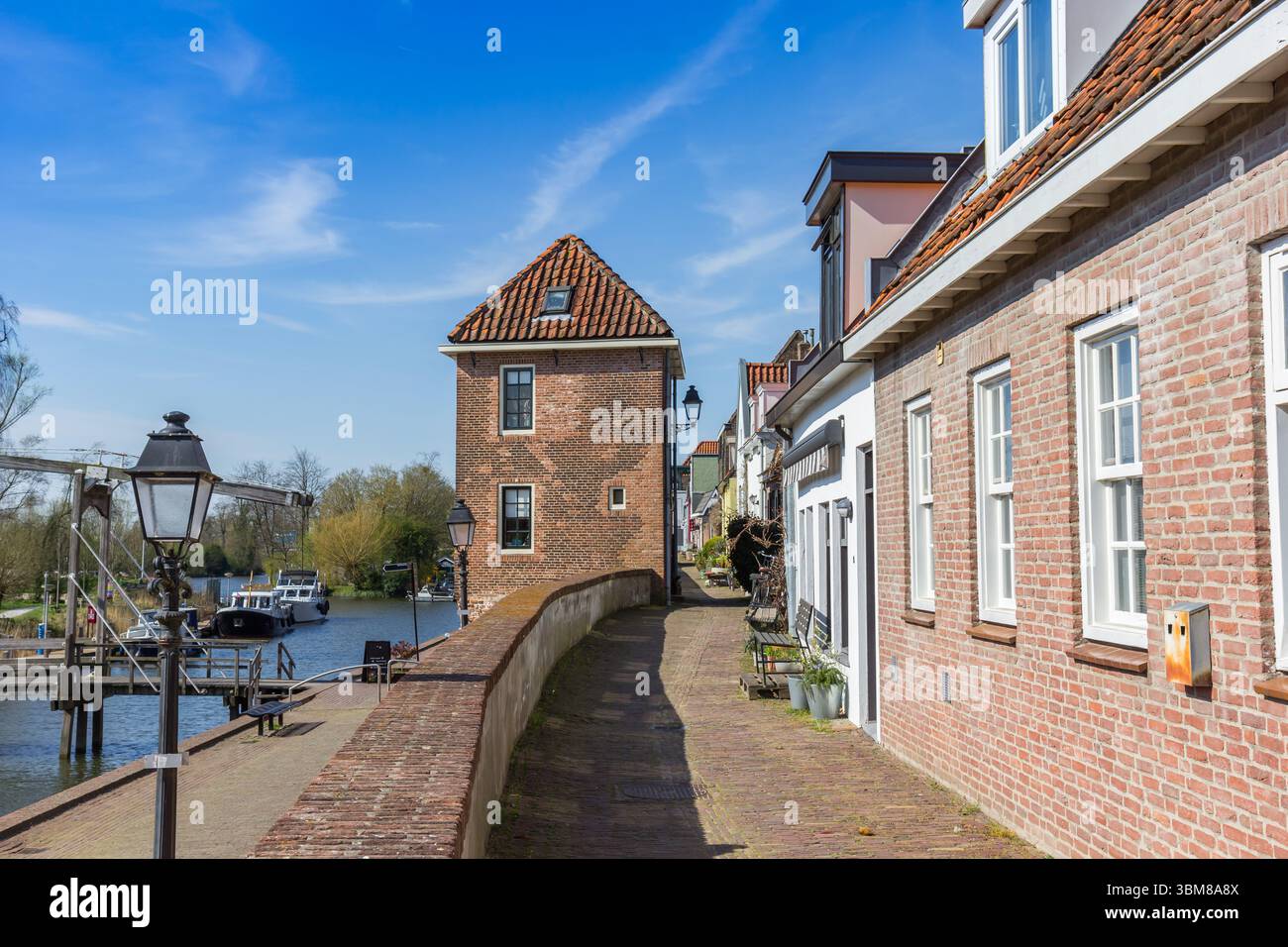 Narrow street on top of the old city wall in Leerdam, Netherlands Stock ...