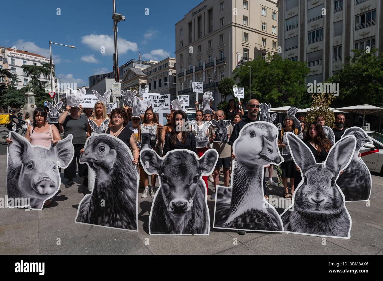 Madrid, Spain. 25th June, 2025. Animal rights activists and members of ...