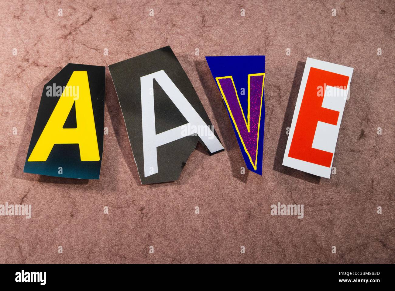 AAVE "African American Vernacular English" using cut-out paper letters ...