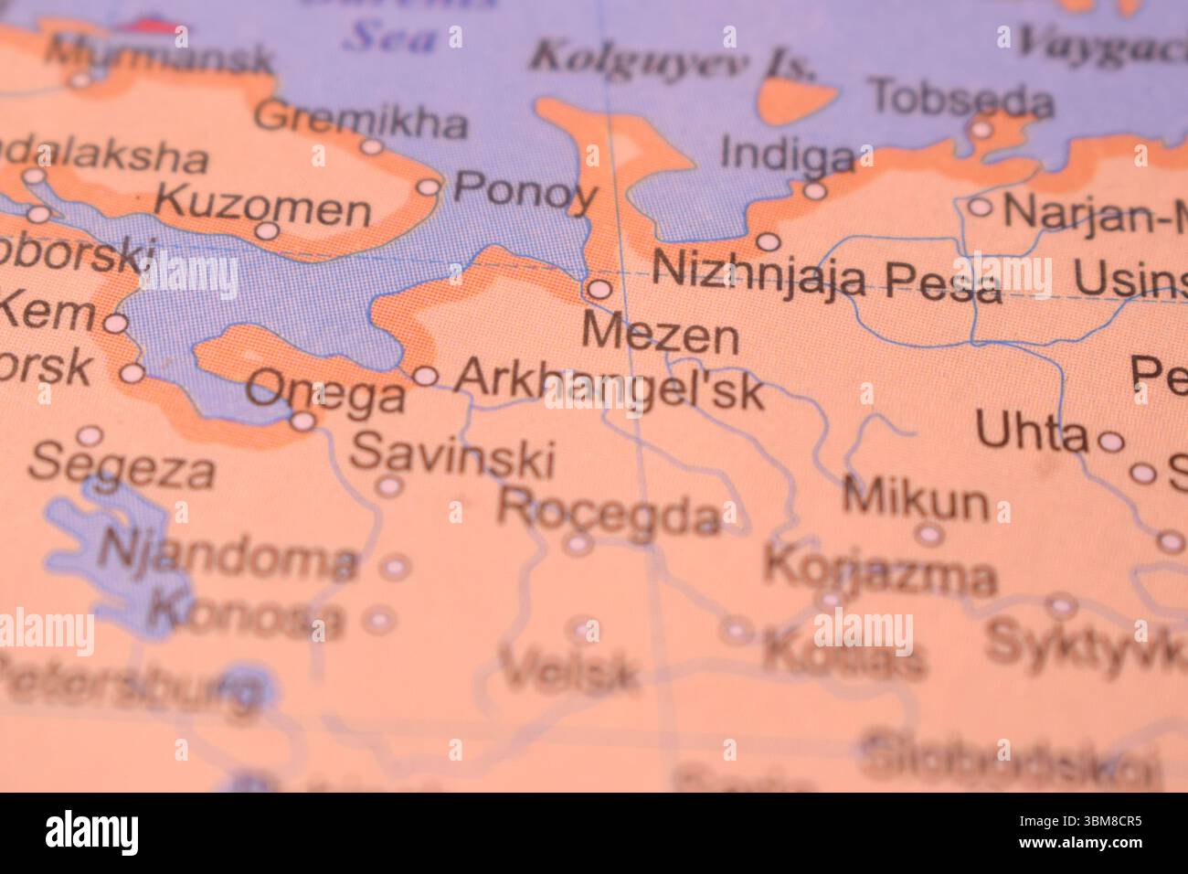Mezen Russia Country Political Map Close Up With Background Blur Image ...