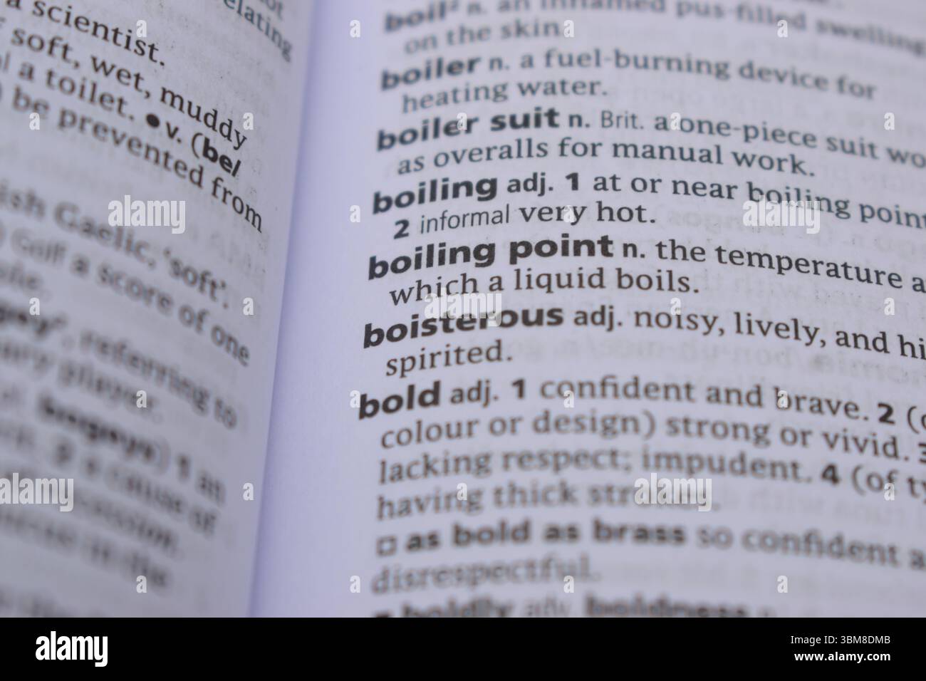 Close Up Of English Dictionary Page With Definition Word - Boiling ...