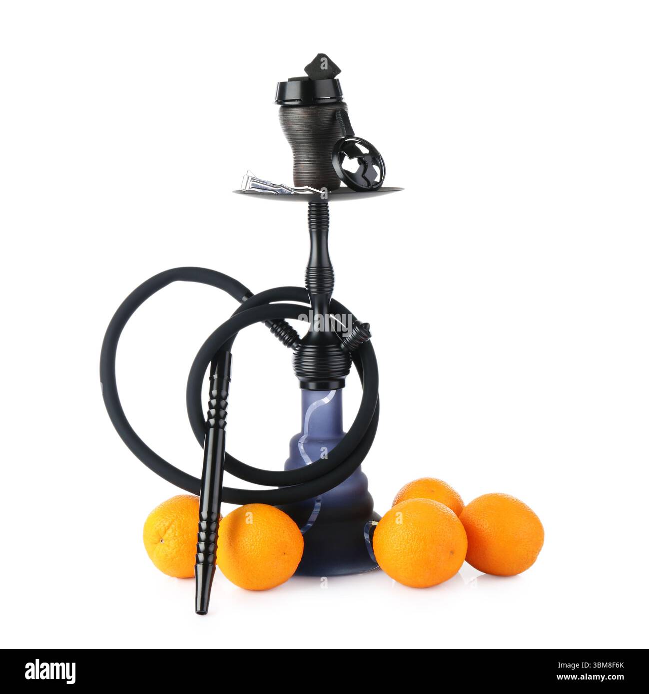 Dark traditional hookah and oranges isolated on white Stock Photo - Alamy