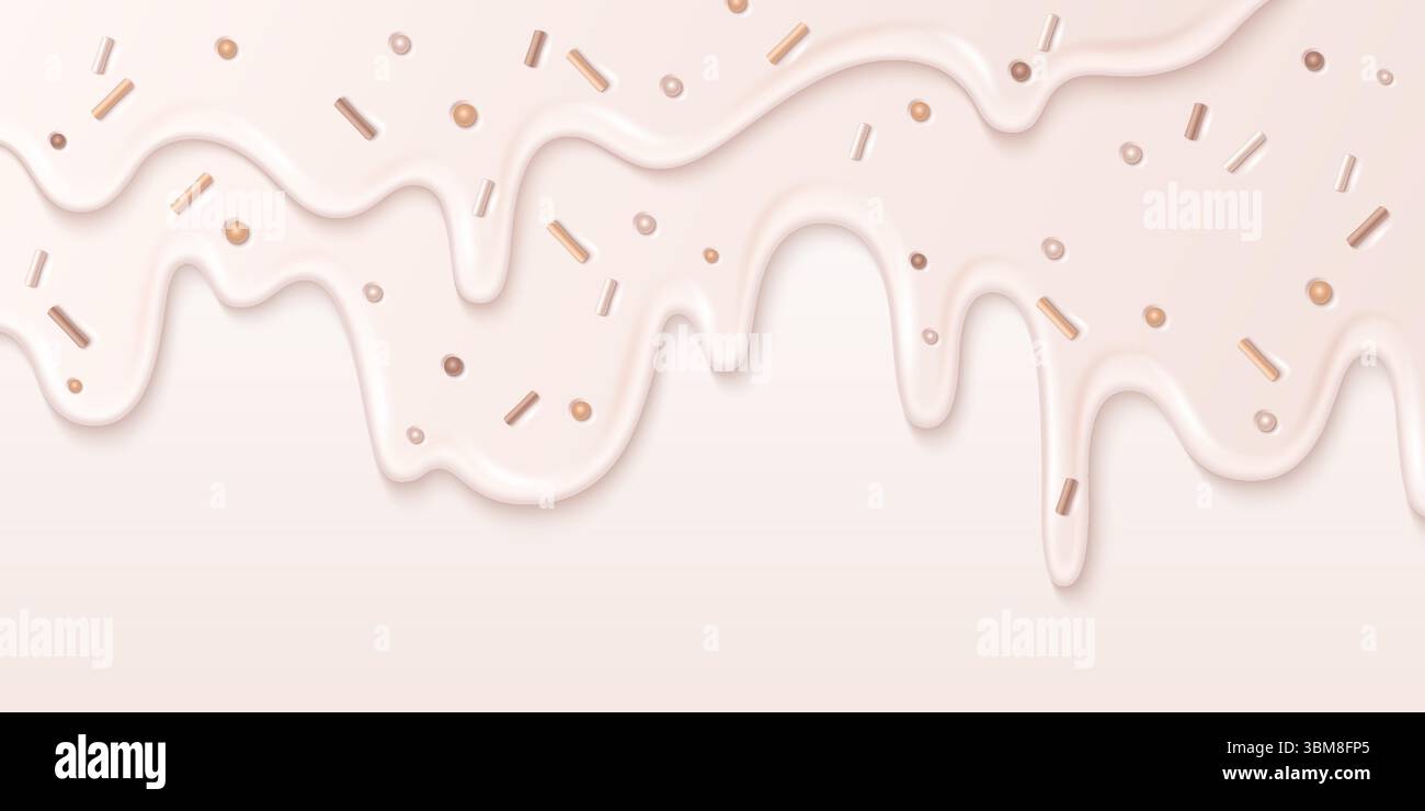 Sweet ice cream drip pattern with melting glaze flowing down beige ...