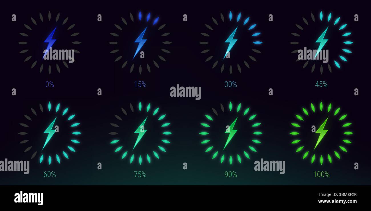 Battery status indicators icons hi-res stock photography and images - Alamy