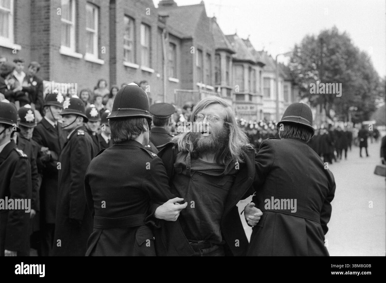 Grunwick strike and industrial dispute. A Flying Picket is arrested ...