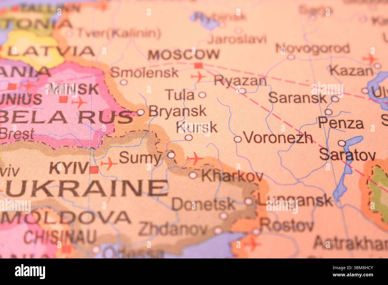 Kursk Russia Country Political Map Close Up With Background Blur Image ...