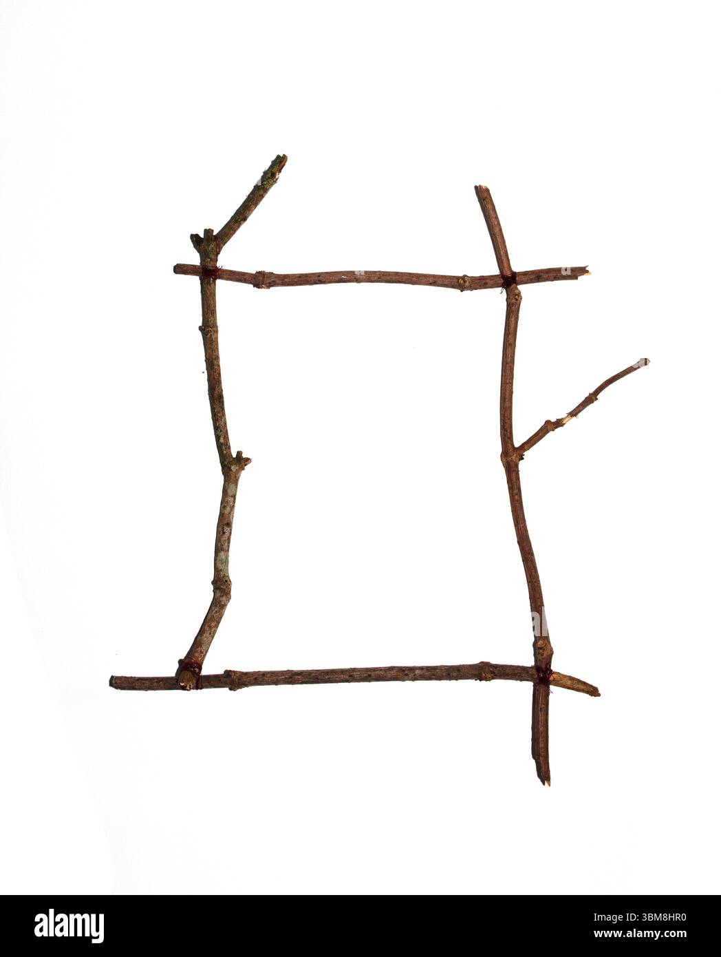 Natural Wood Stick Homemade Picture Frame Wonky On White Background ...
