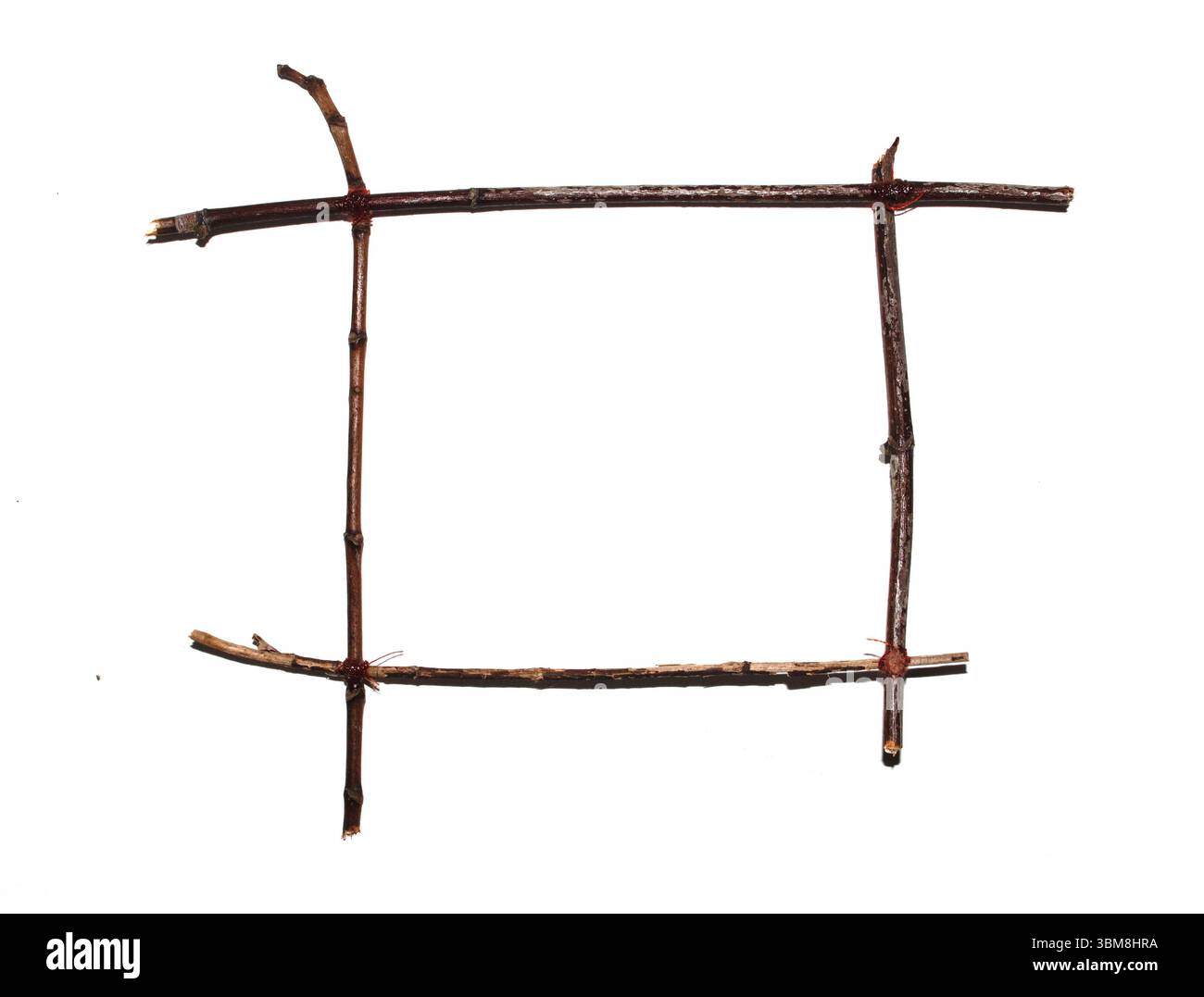 Natural Wood Stick Homemade Picture Frame Wonky On White Background ...