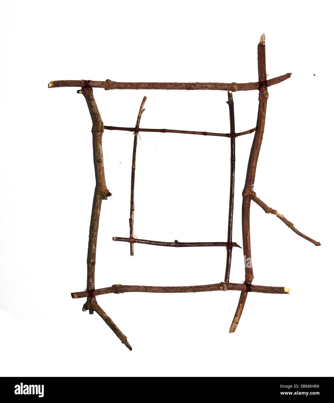 Natural Wood Stick Homemade Picture Frame Wonky On White Background ...