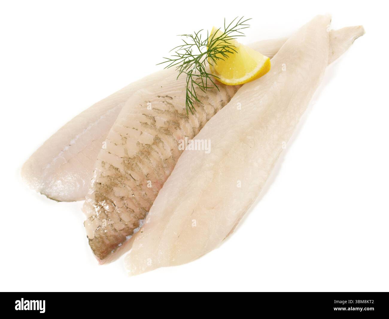 Plaice Fish Fillets on white Background Stock Photo - Alamy