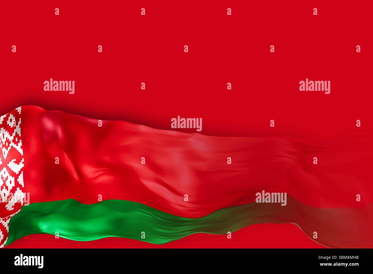 The Belarus national flag exhibits vibrant colors of red and green ...