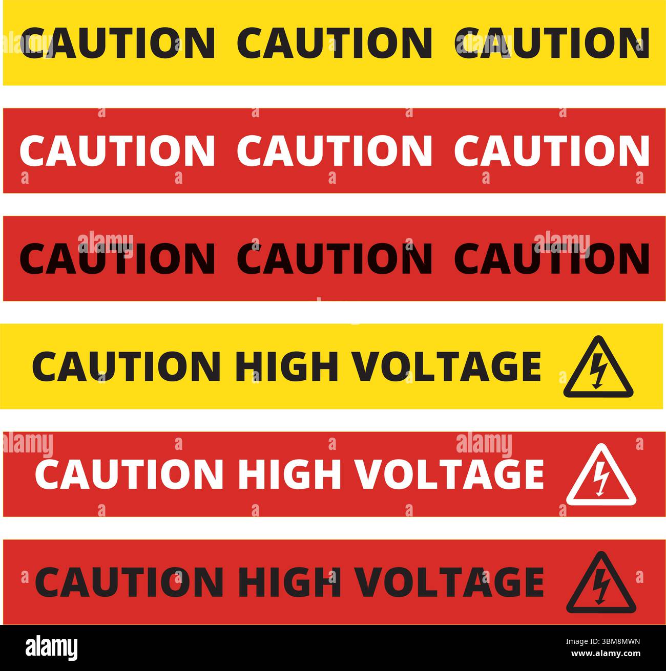 Yellow and red caution and caution high voltage barricade tapes Stock ...