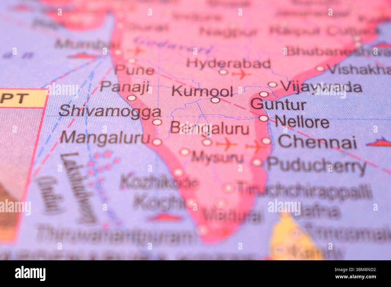 Karnool-India Political Map Close Up Photograph With Defocused ...