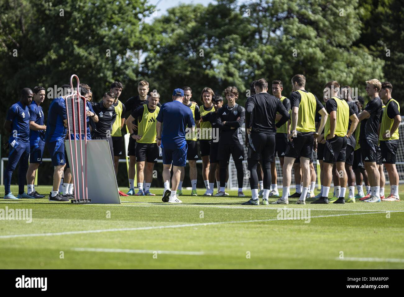 The team at a training session of Belgian soccer team KAS Eupen, on ...