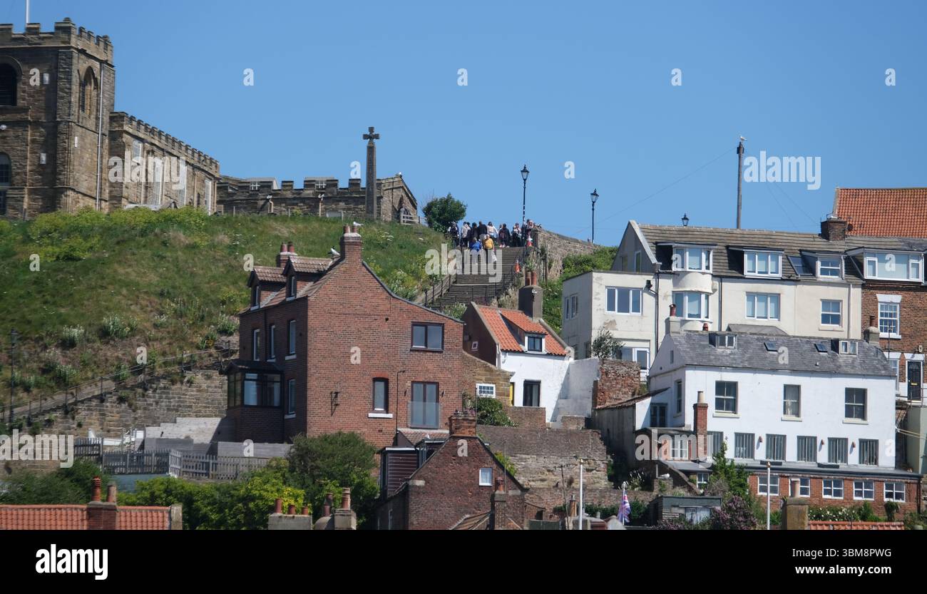 Whitby is a seaside town in Yorkshire, northern England, split by the ...