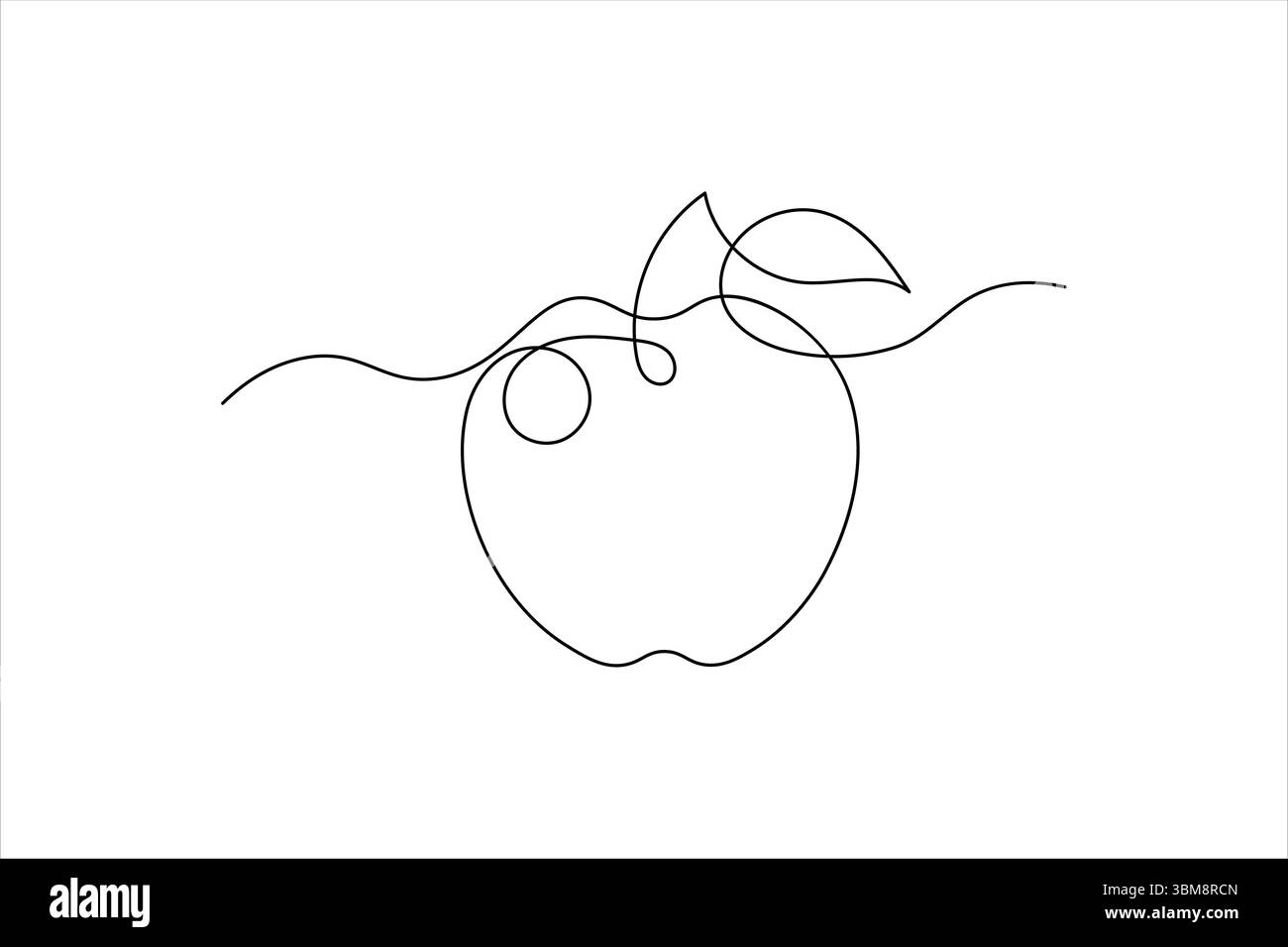 Apple continuous one line art and frui isolated outline minimalist ...