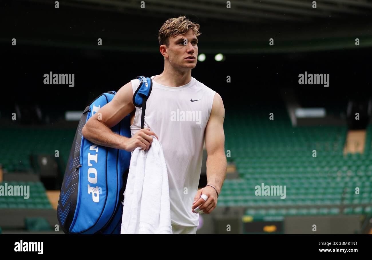Jack Draper during a practice session at the All England Lawn Tennis ...