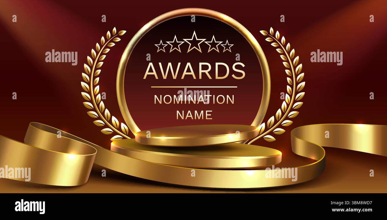 Awards nomination name podium, golden prize event, scene star ceremony ...