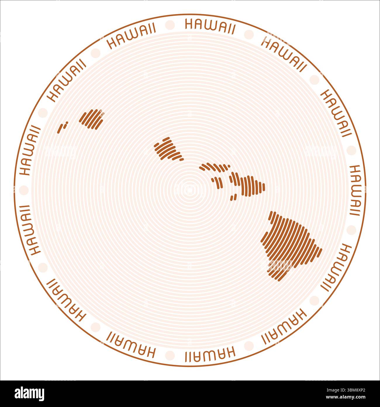 Hawaii round logo design. State shape build of rings. Hawaii text ...