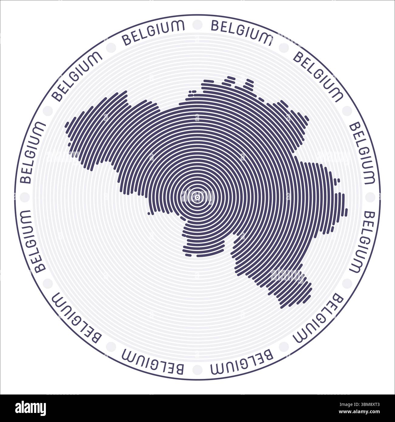 Belgium round logo design. Country shape built of rings. Belgium text ...