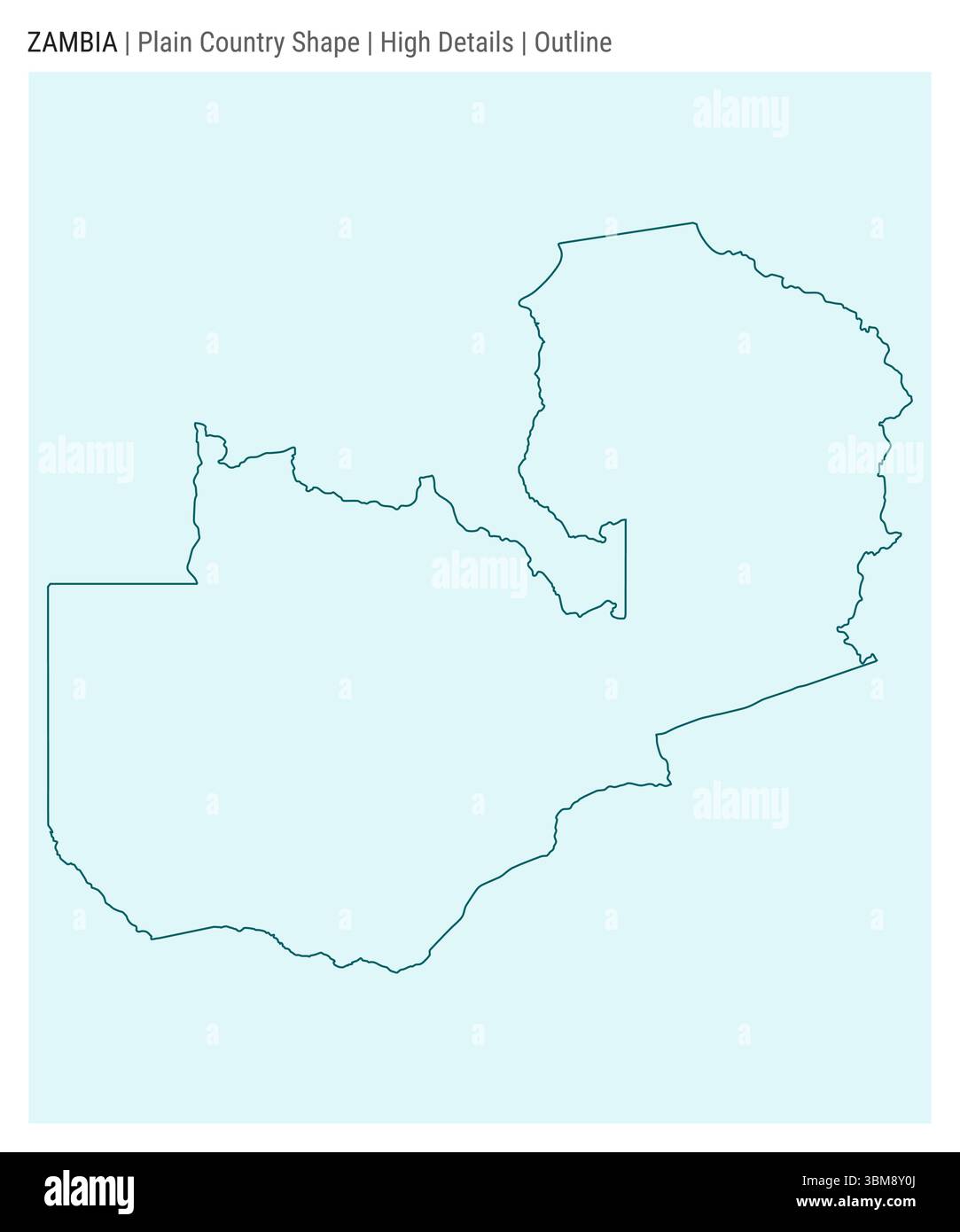 Zambia plain country map. High details. Outline style. Shape of Zambia ...