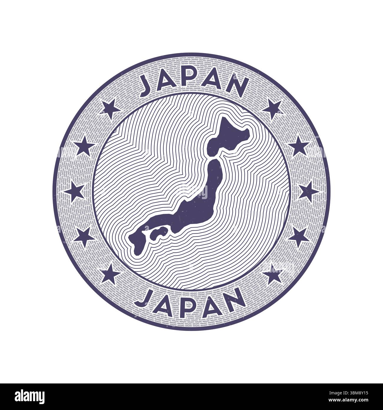 Japan round badge vector. Country round stamp with shape of Japan ...