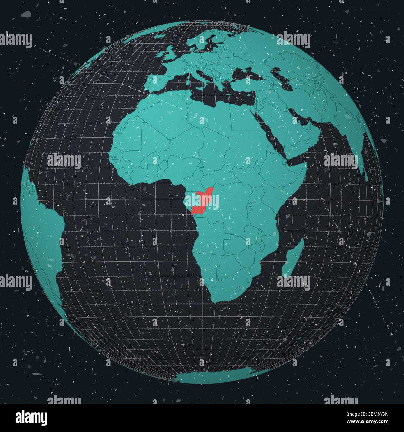 Republic of the Congo on Globe. Vintage look with grunge scratched ...