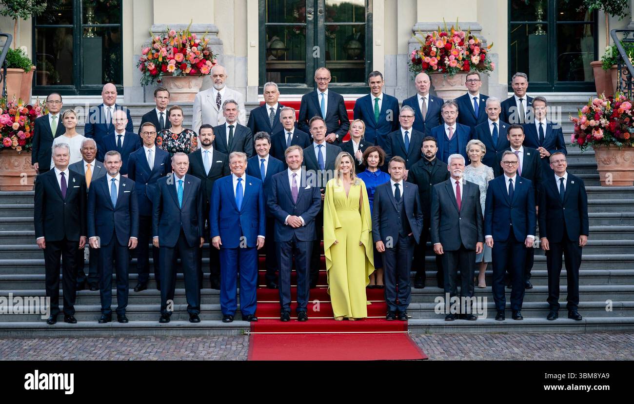 The Hague, Netherlands. 24 June, 2025. King Willem-Alexander, center ...