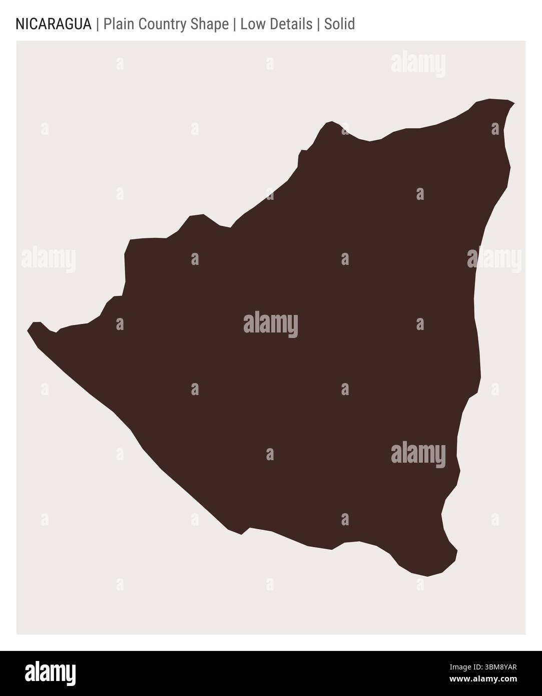 Nicaragua plain country map. Low details. Solid style. Shape of ...