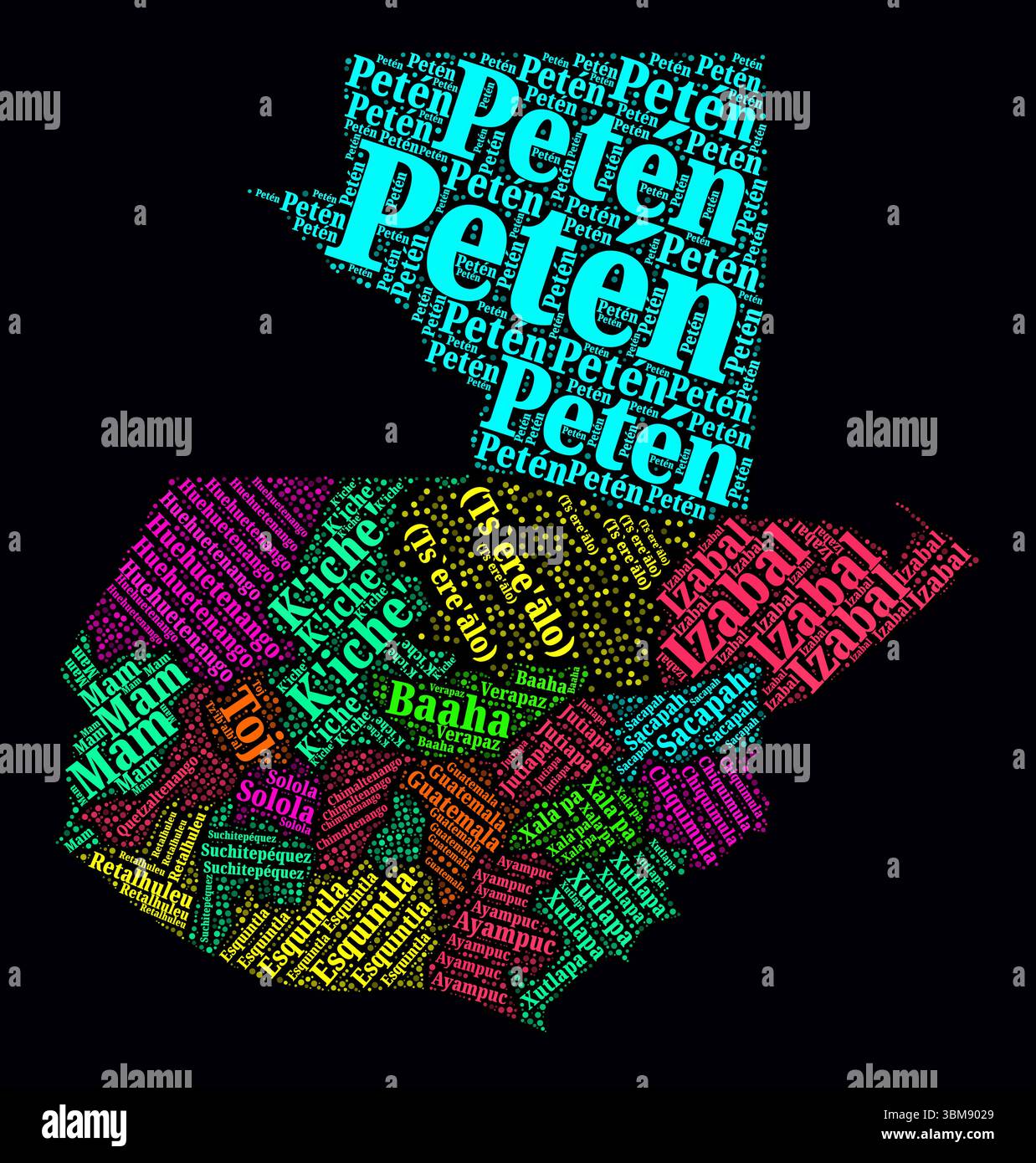 Guatemala Word Cloud. Region names of the country in the Spanish ...