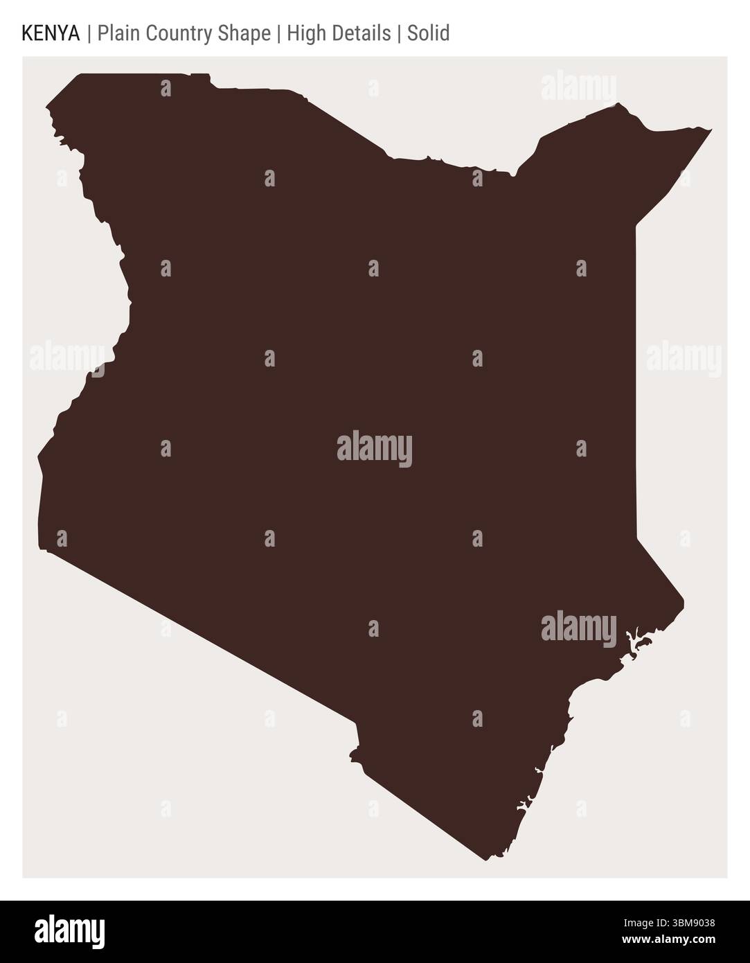 Kenya plain country map. High details. Solid style. Shape of Kenya. Vector illustration Stock ...