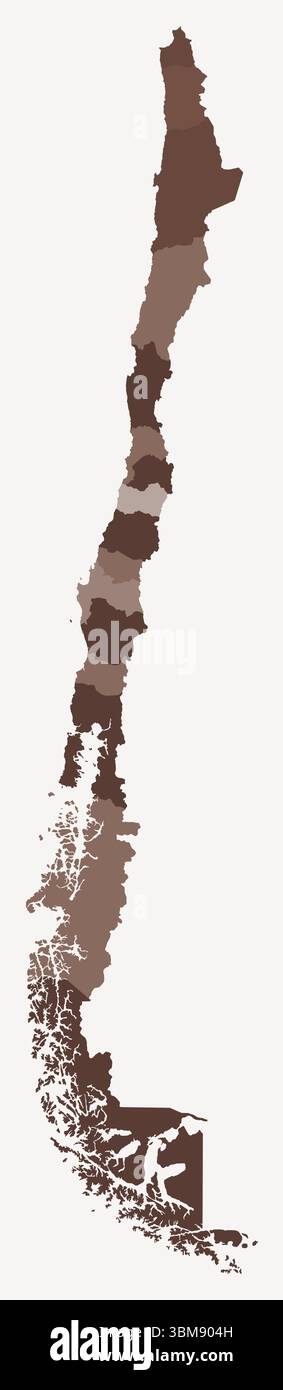 Map of Chile with regions. Just a simple country border map with region ...
