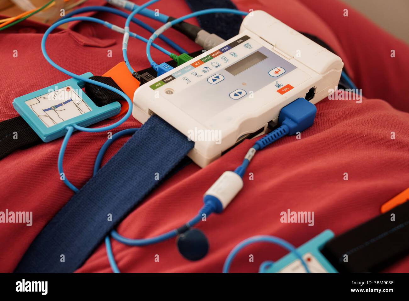Emergency Medical Defibrillator Device Setup on Patient Stretcher in ...