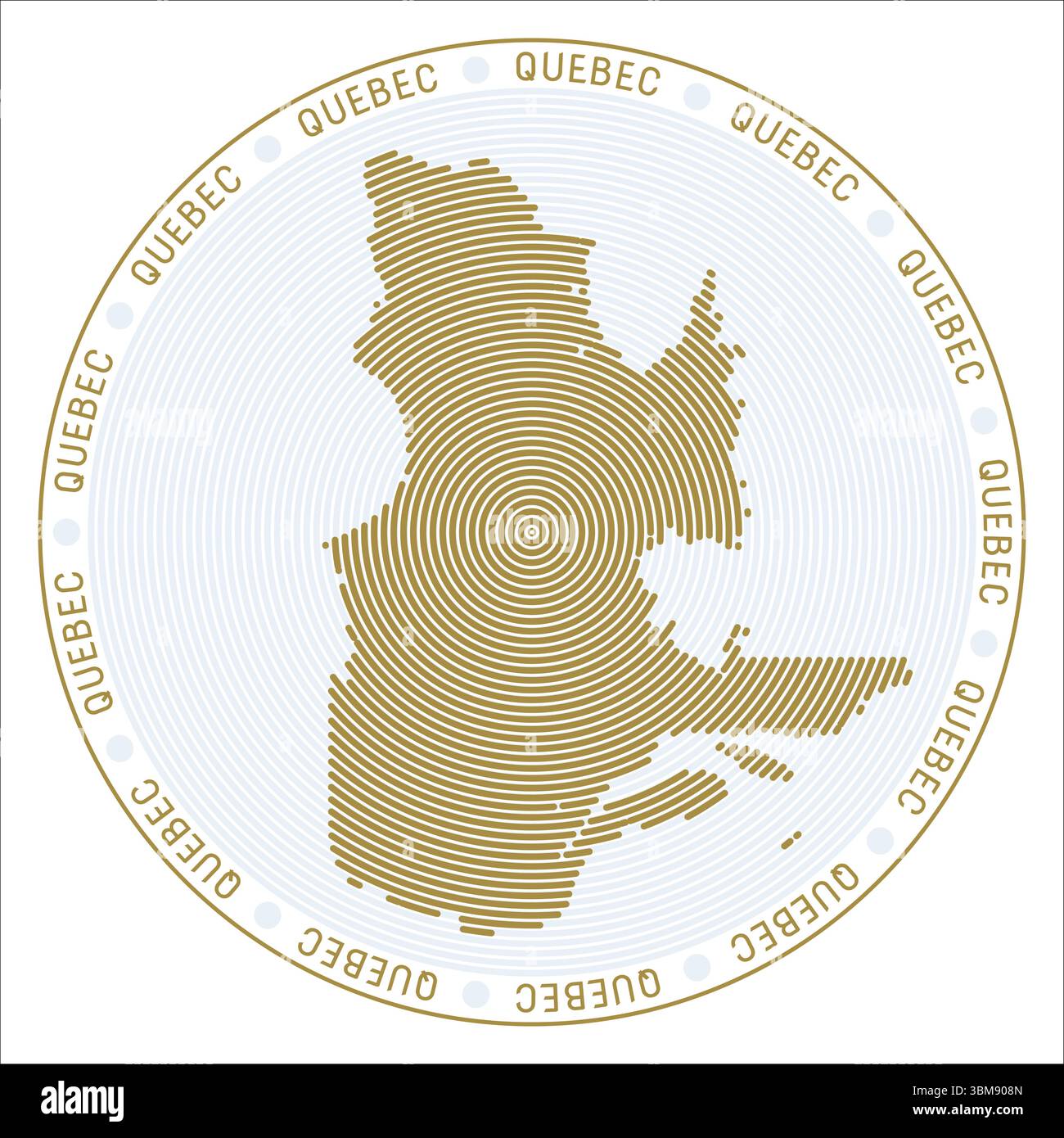 Quebec round logo design. Province shape built of rings. Quebec text ...