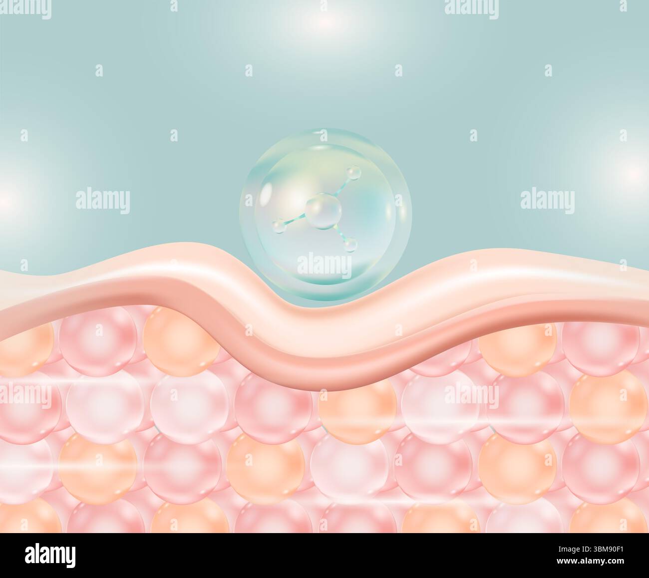 molecule inside bubble background, concept cosmetics solution. Water ...