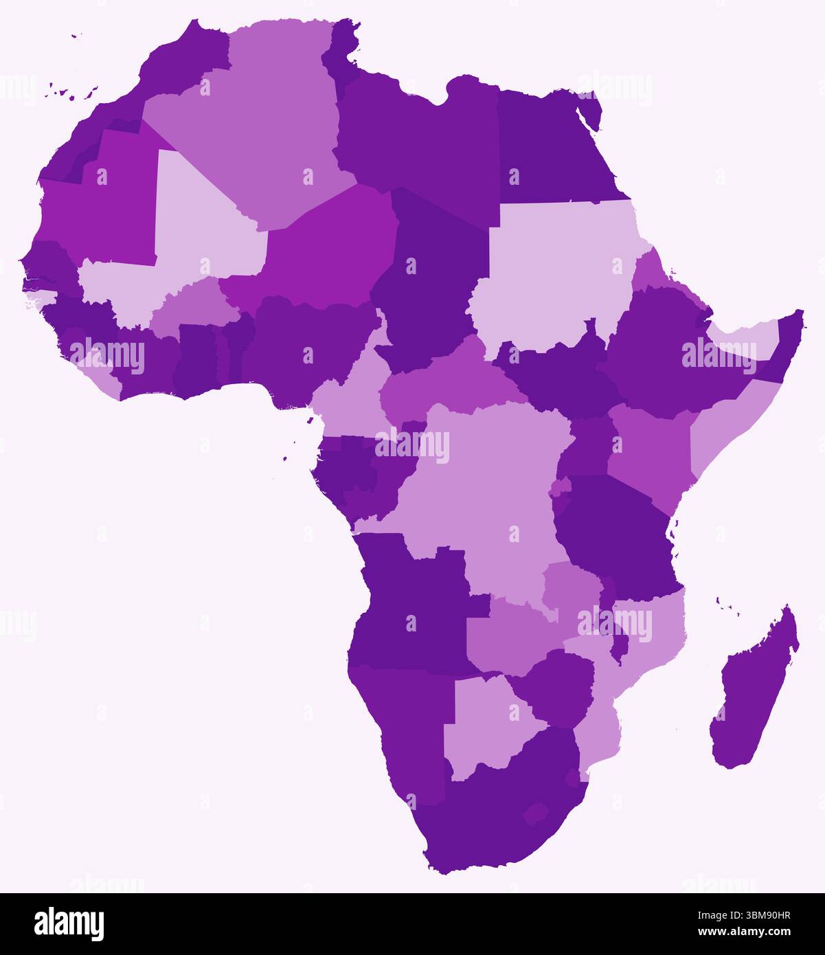 Map of Africa with countries. Just a simple continent border map with ...